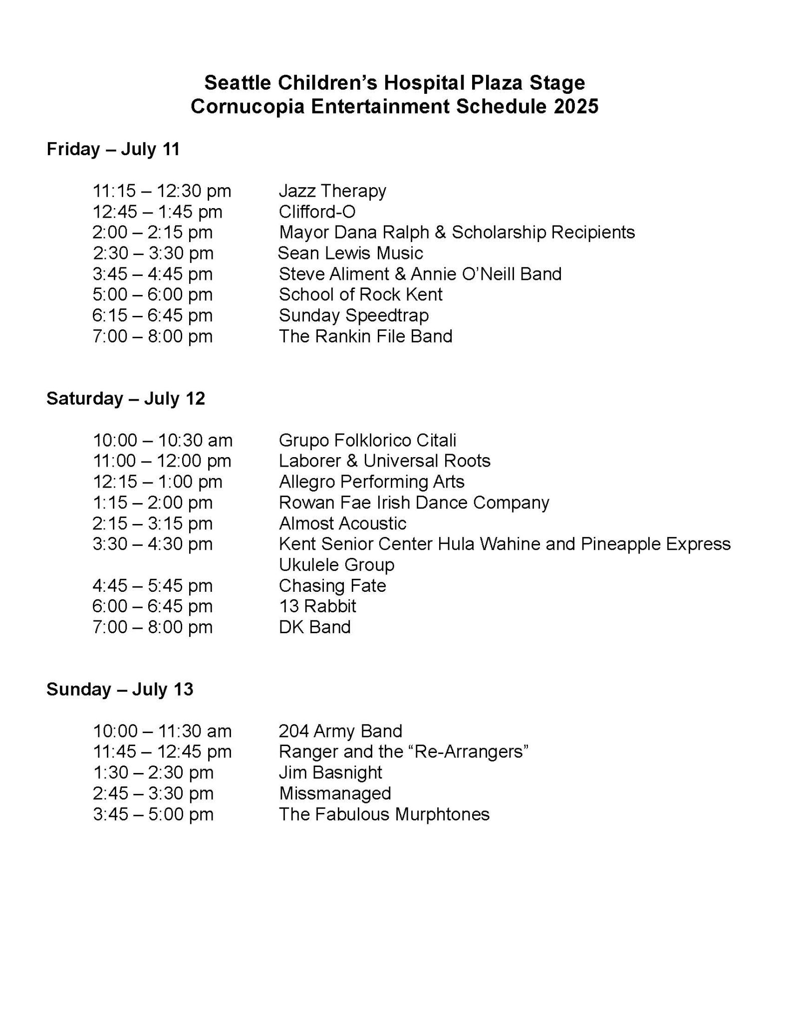 Entertainment - Kent Cornucopia Days